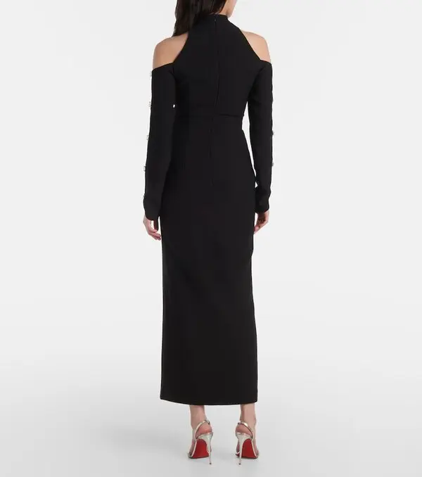 RASARIO Crystal-embellished Crêpe Midi Dress