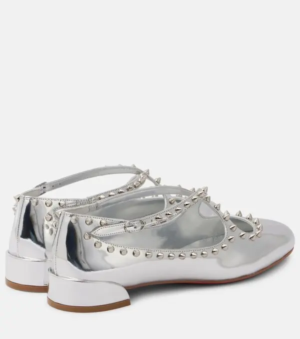 CHRISTIAN LOUBOUTIN Pilouta Jane Spikes Ballet Flats - Silver