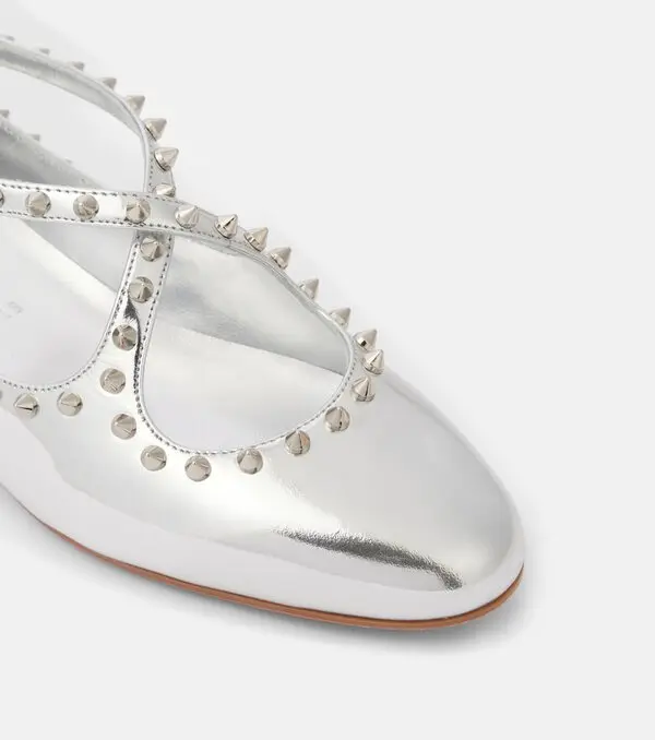 CHRISTIAN LOUBOUTIN Pilouta Jane Spikes Ballet Flats - Silver