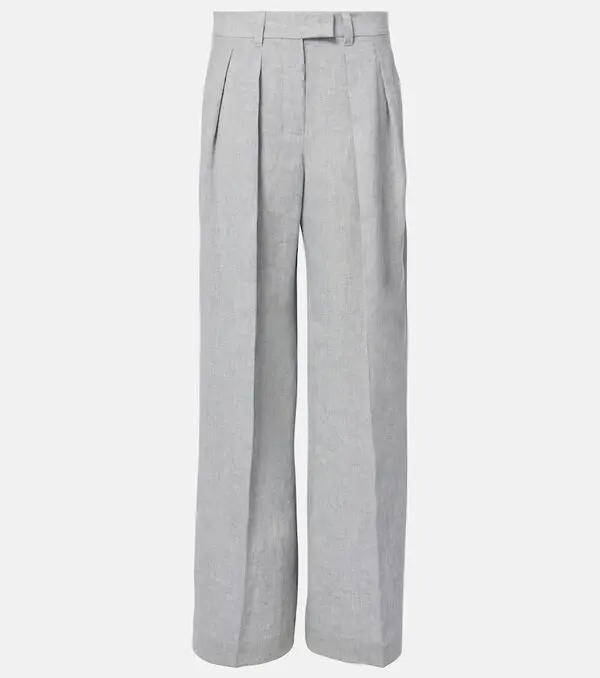 Brunello Cucinelli Wide-leg Linen-blend Pants - Grey