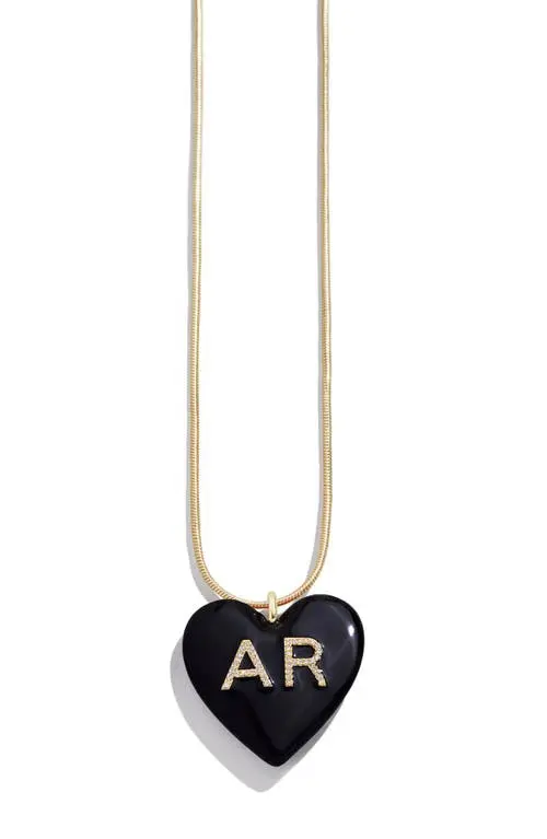 Baublebar Custom Initial Enamel Heart Pendant - Black