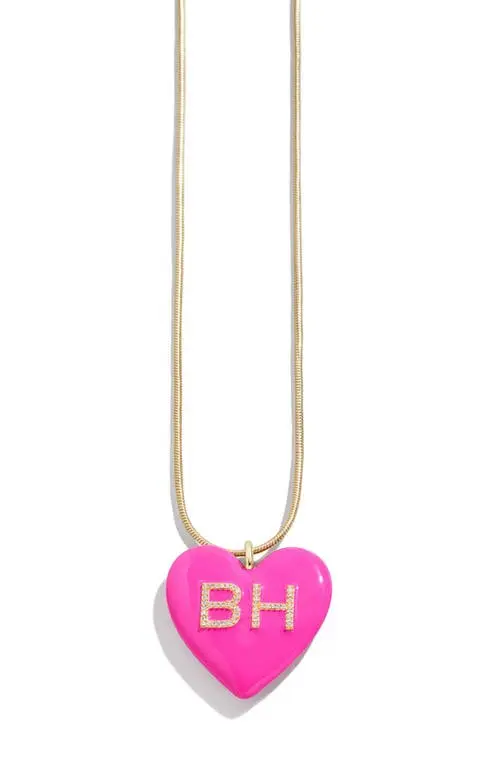 Baublebar Custom Initial Enamel Heart Pendant - Pink