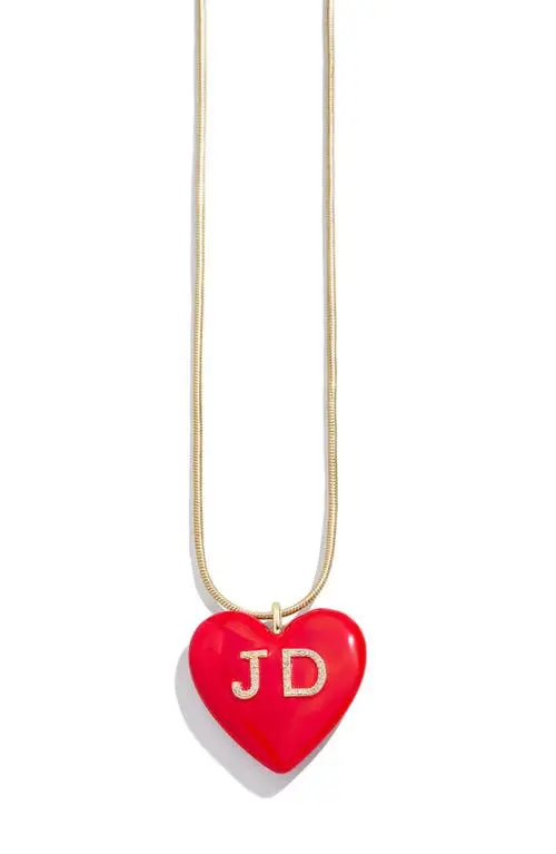 Baublebar Custom Initial Enamel Heart Pendant - Red