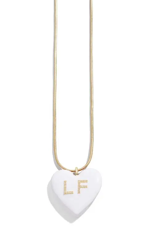 Baublebar Custom Initial Enamel Heart Pendant - White