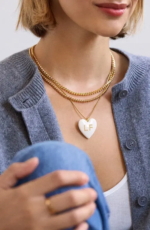 Baublebar Custom Initial Enamel Heart Pendant - White