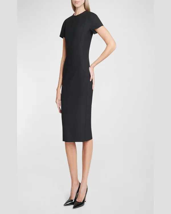 Victoria Beckham Fitted Midi Dress With Back Zipper Black