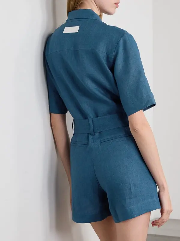 RIVET Utility Influencer Belted Linen Playsuit