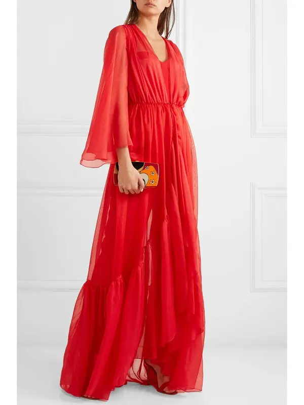 RASARIO Ruffled Silk-chiffon Jacket