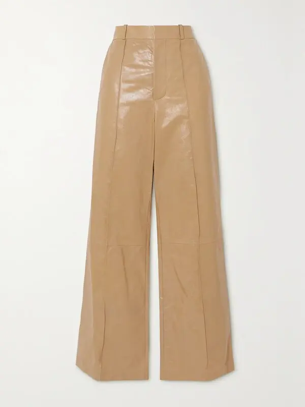 Marni Pintucked Wide-leg Leather Pants