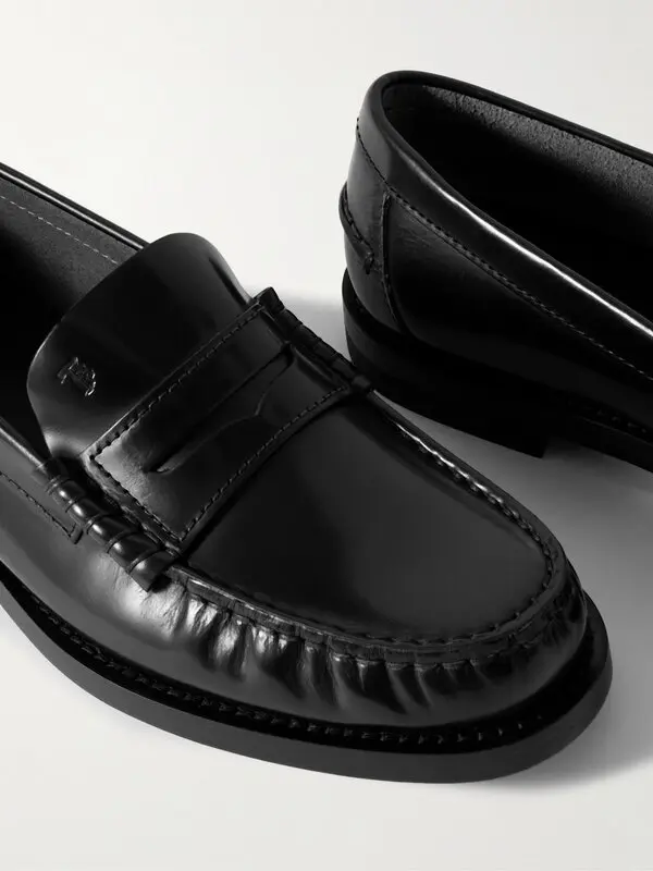 TOD'S Gathered Leather Loafers - Black