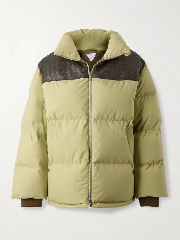 Bottega Veneta Quilted Intrecciato Leather-trimmed Down Jacket