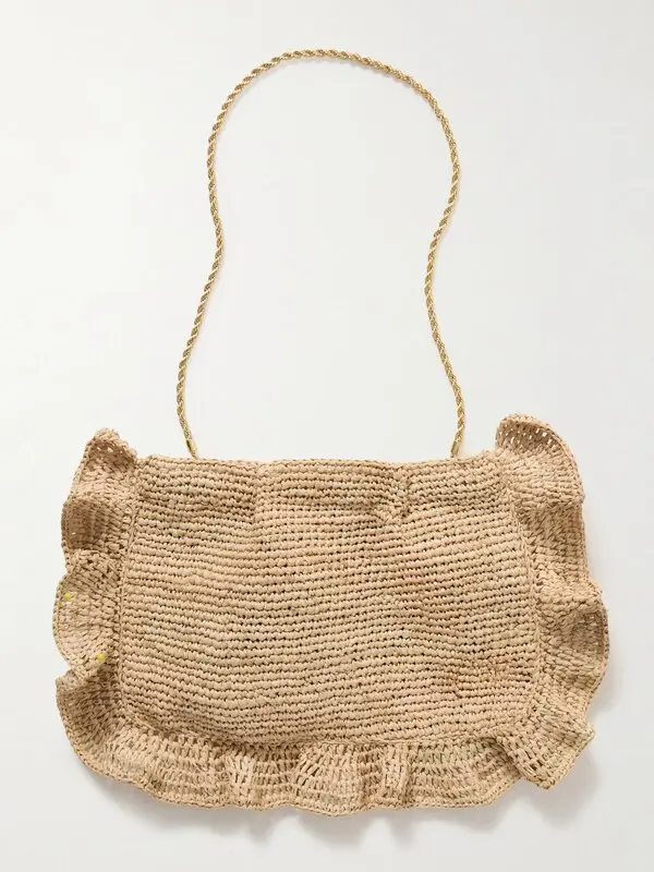 LOEFFLER RANDALL Mavis Ruffled Raffia Shoulder Bag