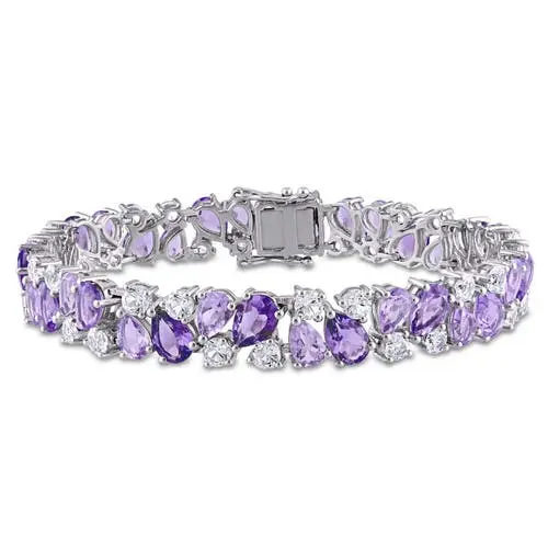 JULIANNA B. Rose De France And Lab-created White Sapphire Bracelet - Amethyst