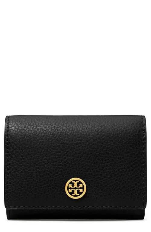 Tory Burch Robinson Leather Bifold Card Case - Black