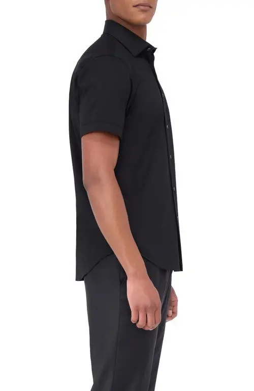 Bugatchi Miles Ooohcotton® Solid Short Sleeve Button-up Shirt - Black
