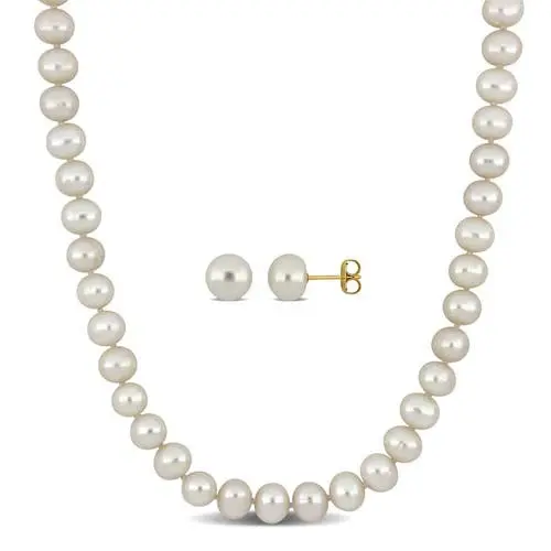 JULIANNA B. 10k Yellow Gold Cultured Necklace And Stud Earrings Set - Pearl