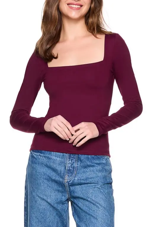Susana Monaco Square Neck Long Sleeve Top - Port