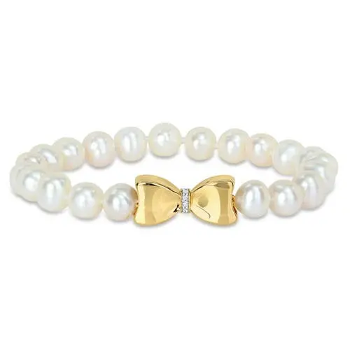 JULIANNA B. Cultured And Diamond Bow Bracelet - Pearl