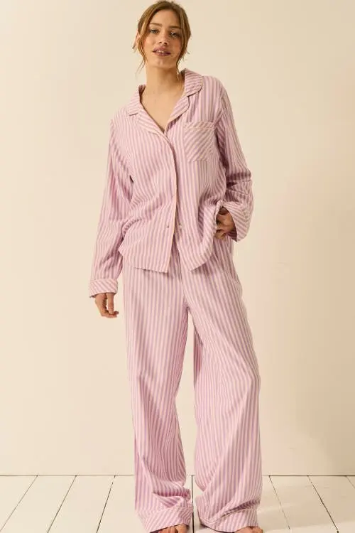 STRIPE & STARE Ecovero Pyjama Bottoms - Lavender Haze Stripe