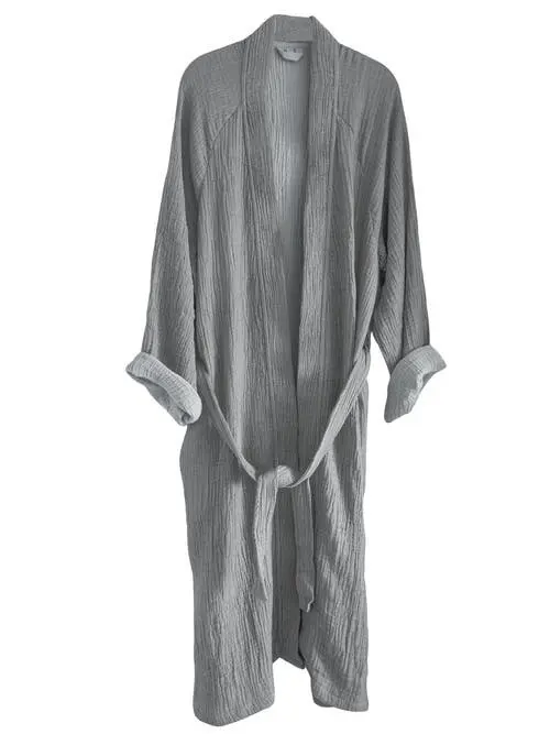Anaya Crinkled Cotton Cuddle Robe - Charcoal Grey