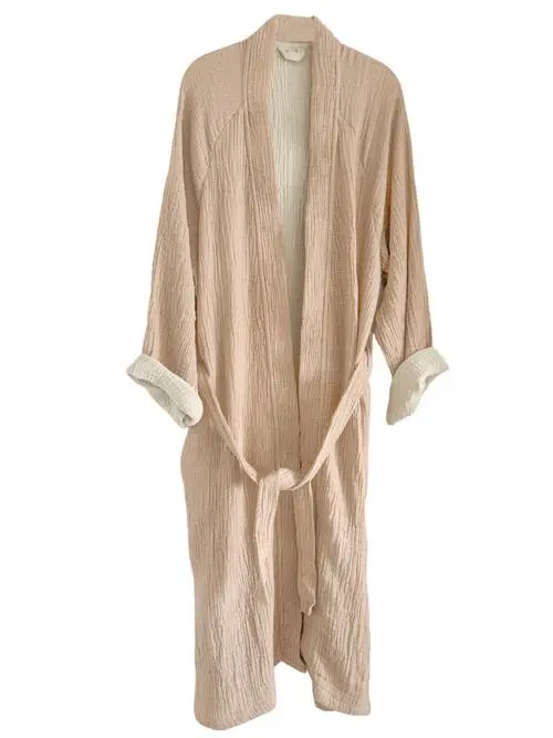 Anaya Crinkled Cotton Cuddle Robe - Natural Yellow