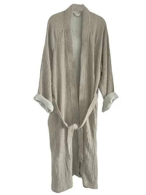 Anaya Crinkled Cotton Cuddle Robe - Olive Green