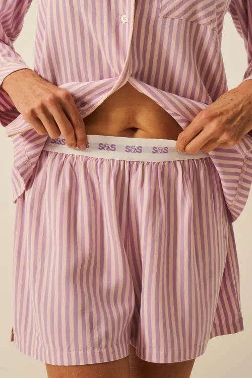 STRIPE & STARE Ecovero Pyjama Shorts - Lavender Haze Stripe