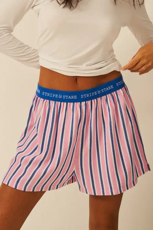 STRIPE & STARE Ecovero Pyjama Shorts - Lazy Sunday Stripe