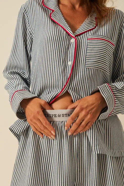 STRIPE & STARE Ecovero Pajama Top - Midnight Stripe