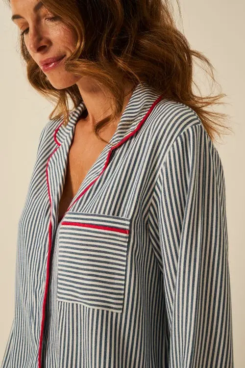 STRIPE & STARE Ecovero Pajama Top - Midnight Stripe
