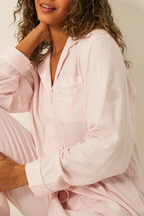 STRIPE & STARE Ecovero Pajama Top - Pink Stripe