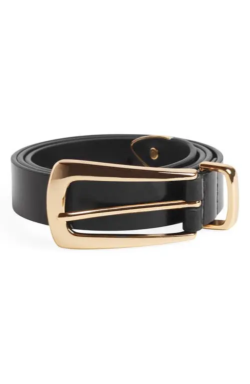 FAVORITE DAUGHTER Leather Belt - Black / Gold
