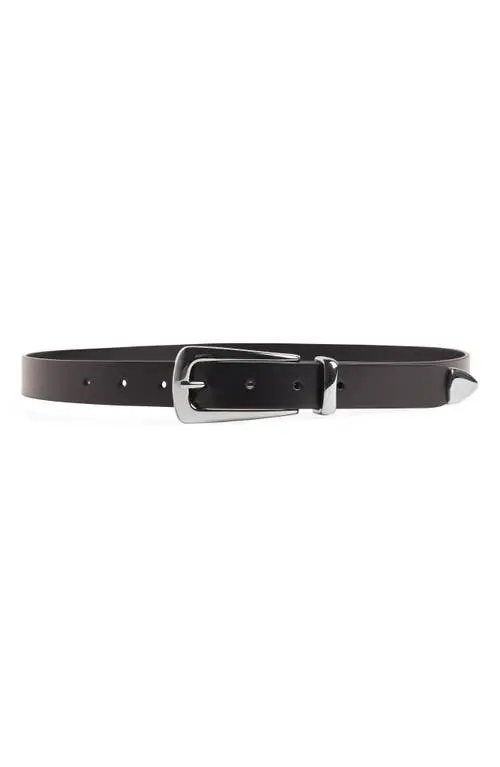 FAVORITE DAUGHTER Leather Belt - Black/ Nickel