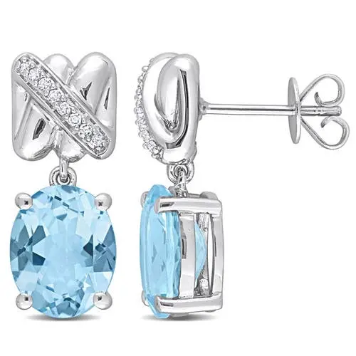 JULIANNA B. 14k Gemstone And Diamond Drop Earrings - Topaz/white Gold