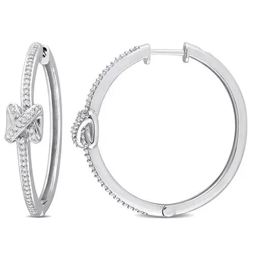 JULIANNA B. Diamond Crossover Hoop Earrings - White Gold