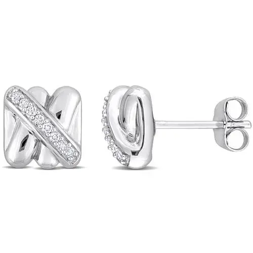 JULIANNA B. Diamond Crossover Stud Earrings 14k - White Gold