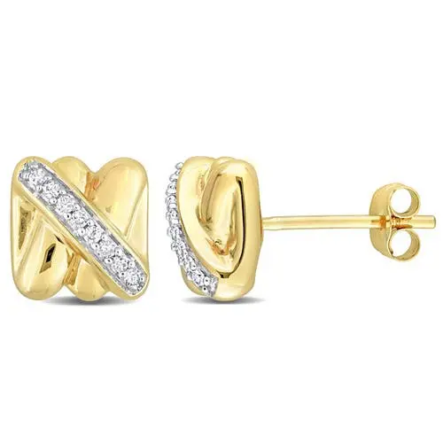JULIANNA B. Diamond Crossover Stud Earrings 14k - Yellow Gold