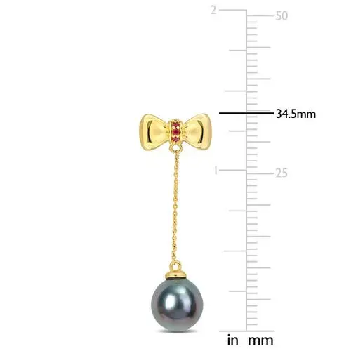 JULIANNA B. Tahitian Pearl And Gem Bow Dangle Earrings