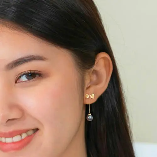JULIANNA B. Tahitian Pearl And Gem Bow Dangle Earrings