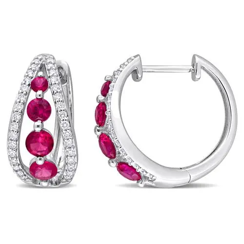 JULIANNA B. Lab-created And Lab-grown Diamond Hoop Earrings - Ruby