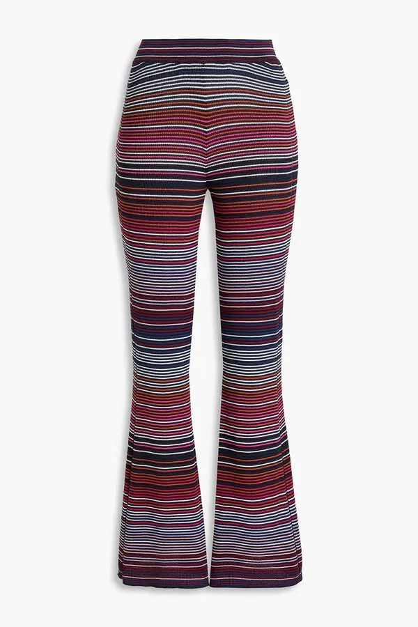 Missoni Striped Cotton-blend Flared Pants - Navy
