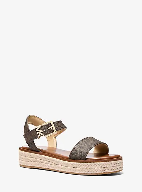 Michael Kors Richie Signature Logo Platform Espadrille Sandal - Brown