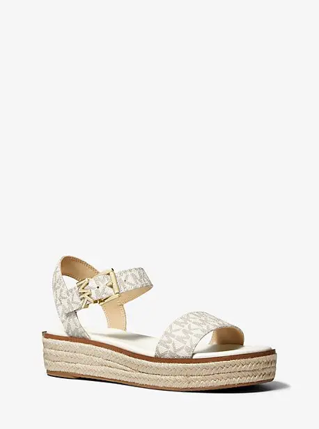 Michael Kors Richie Signature Logo Platform Espadrille Sandal - Natural