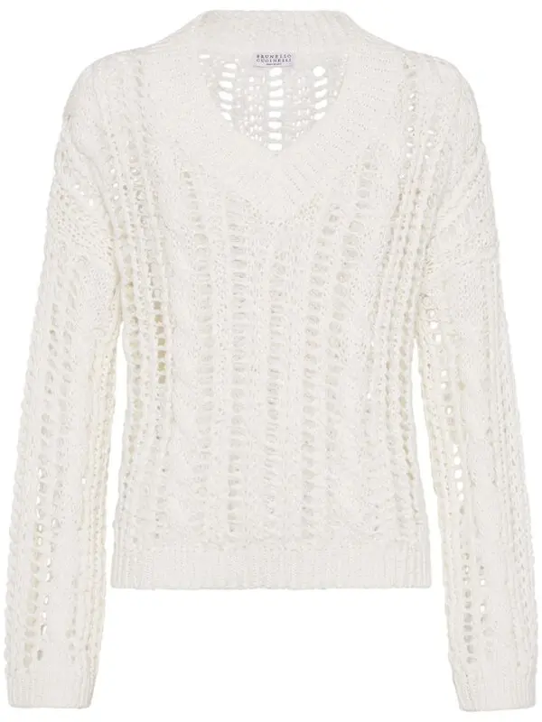 Brunello Cucinelli Open-knit Sweater - White
