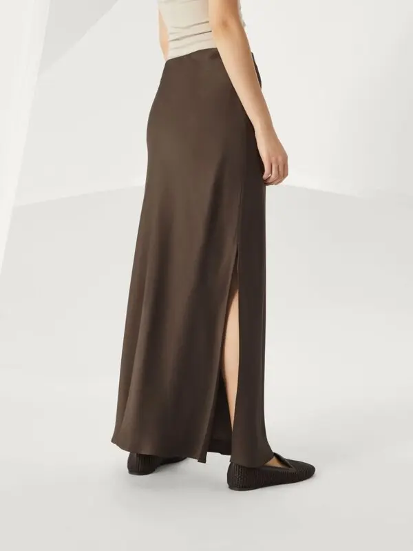 Brunello Cucinelli Bias-cut Maxi Skirt - Brown