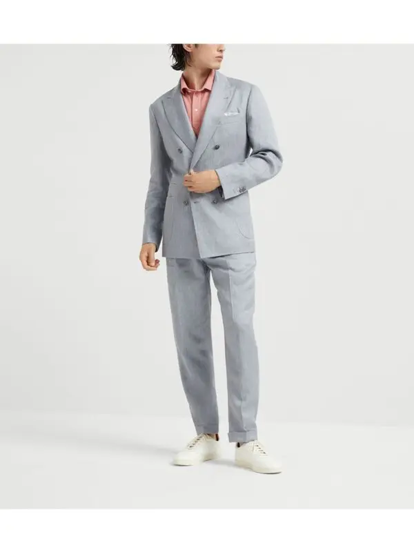 Brunello Cucinelli Double-breasted Linen Blazer