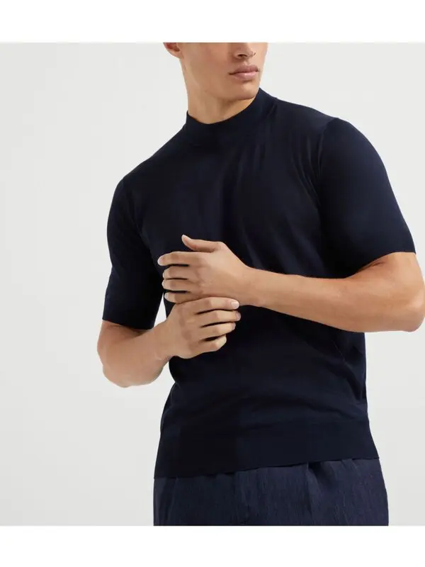 Brunello Cucinelli Knitted T-shirt - Blue