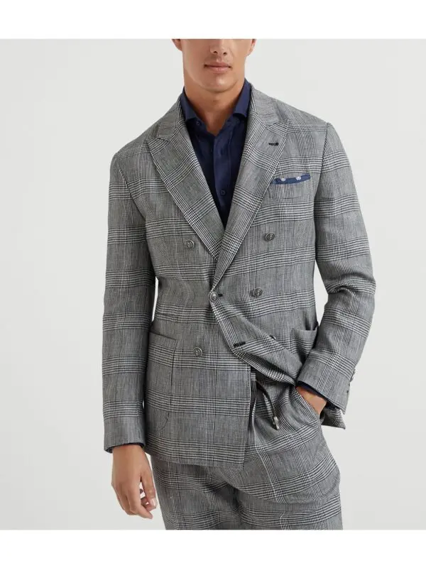Brunello Cucinelli Plaid Double-breasted Blazer