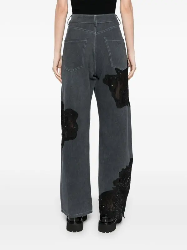 Collina Strada Lace-paneled Straight-leg Jeans