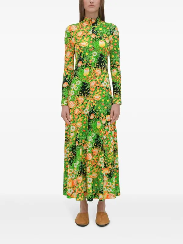 rosetta getty green dress Twist Front Short Sleeve Gown by Rosetta Getty at THE MILE